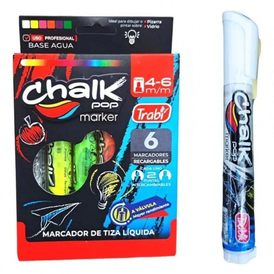MARCADORES DE TIZA LÍQUIDA TRABI X6